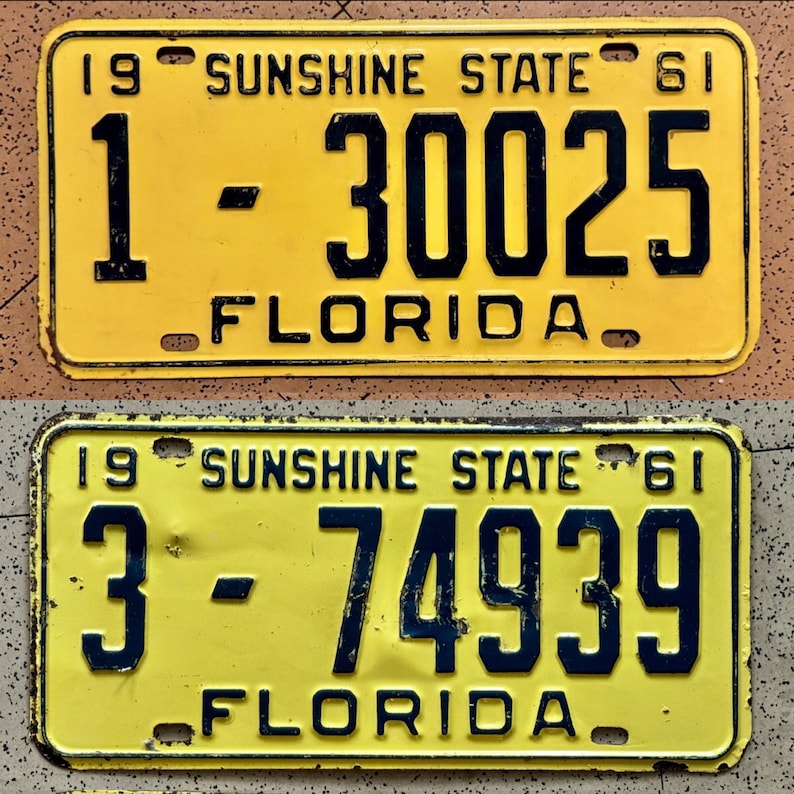 Vintage FLORIDA License Plates ALL ORIGINAL Antique Auto Tags - Etsy