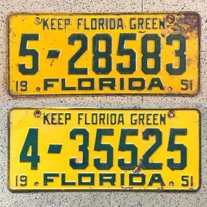 Vintage FLORIDA License Plates – ALL ORIGINAL Antique Auto/car Tags - Etsy