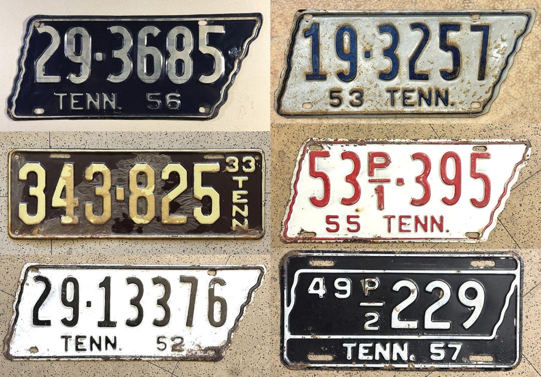 Vintage TENNESSEE License Plates – ALL ORIGINAL Antique Auto Car Tags ...