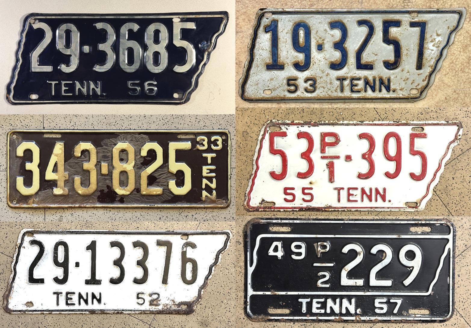 Vintage TENNESSEE License Plates – ALL ORIGINAL Antique Auto Car Tags ...