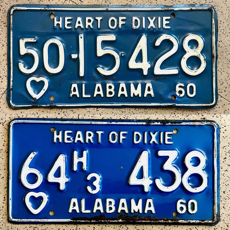 Vintage ALABAMA License Plates – ALL ORIGINAL Antique Auto Tags Man ...