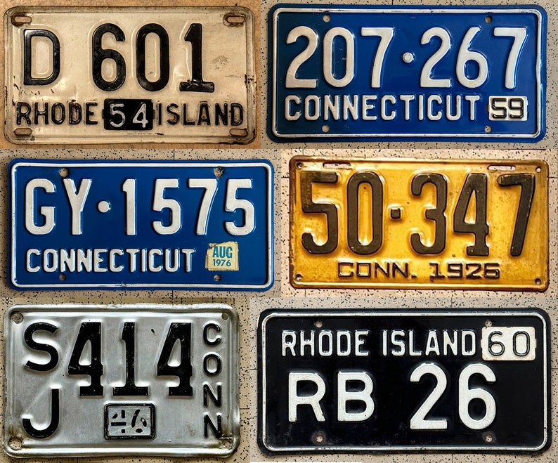 Vintage Rhode Island and Connecticut License Plates ORIGINAL Antique ...