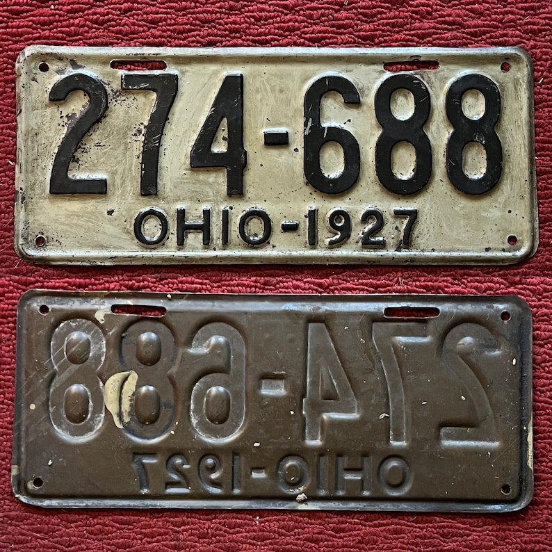 Vintage OHIO 1920s1940s License Plates ORIGINAL Antique Auto Tags Man ...