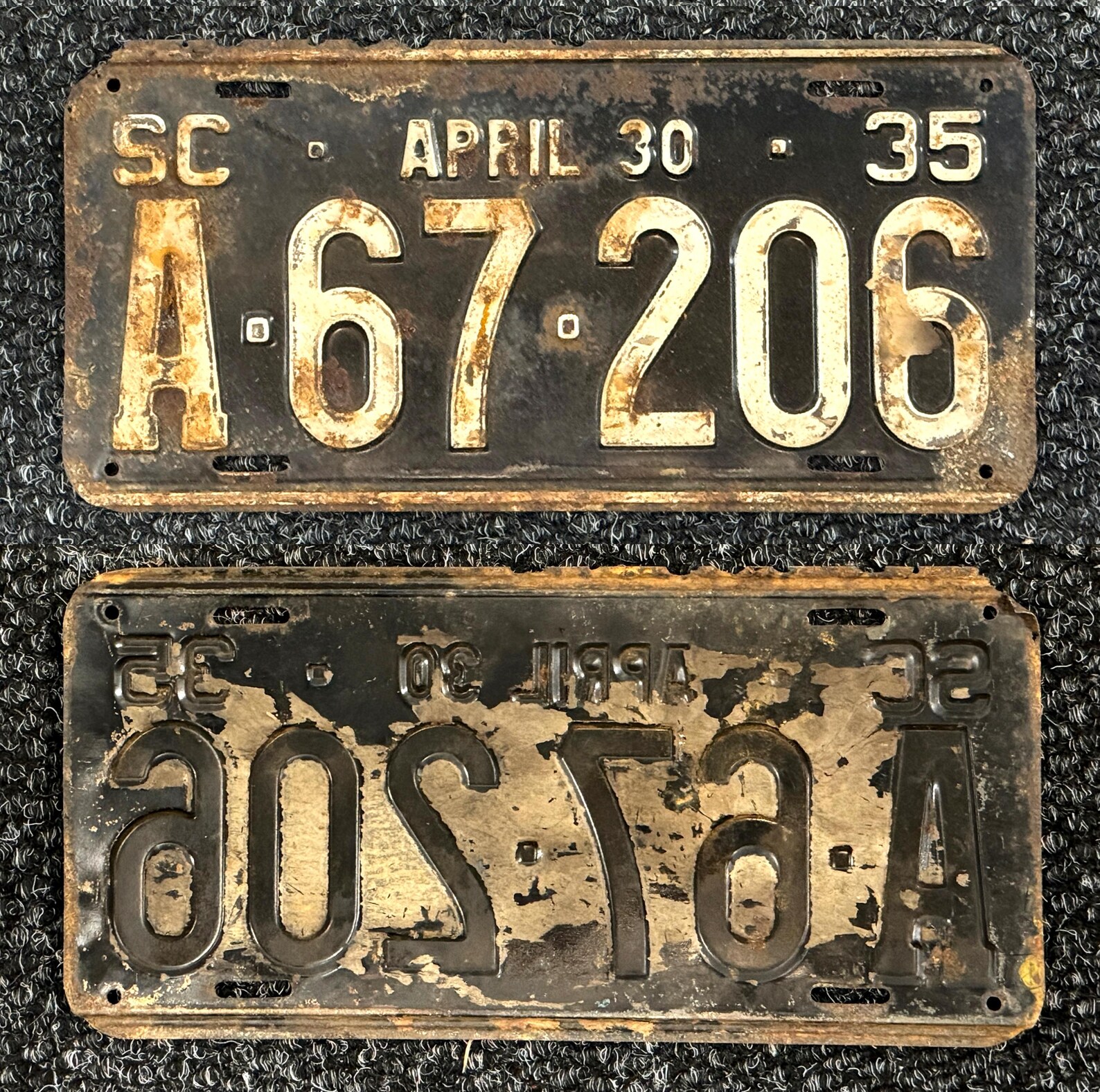 Vintage South Carolina License Plates – ALL ORIGINAL Antique Auto Tags ...