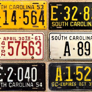 Vintage South Carolina License Plates – ALL ORIGINAL Antique Auto Tags ...