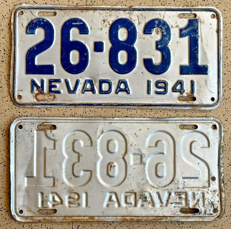 Vintage NEVADA License Plates – ALL ORIGINAL Antique Auto Tags - Etsy