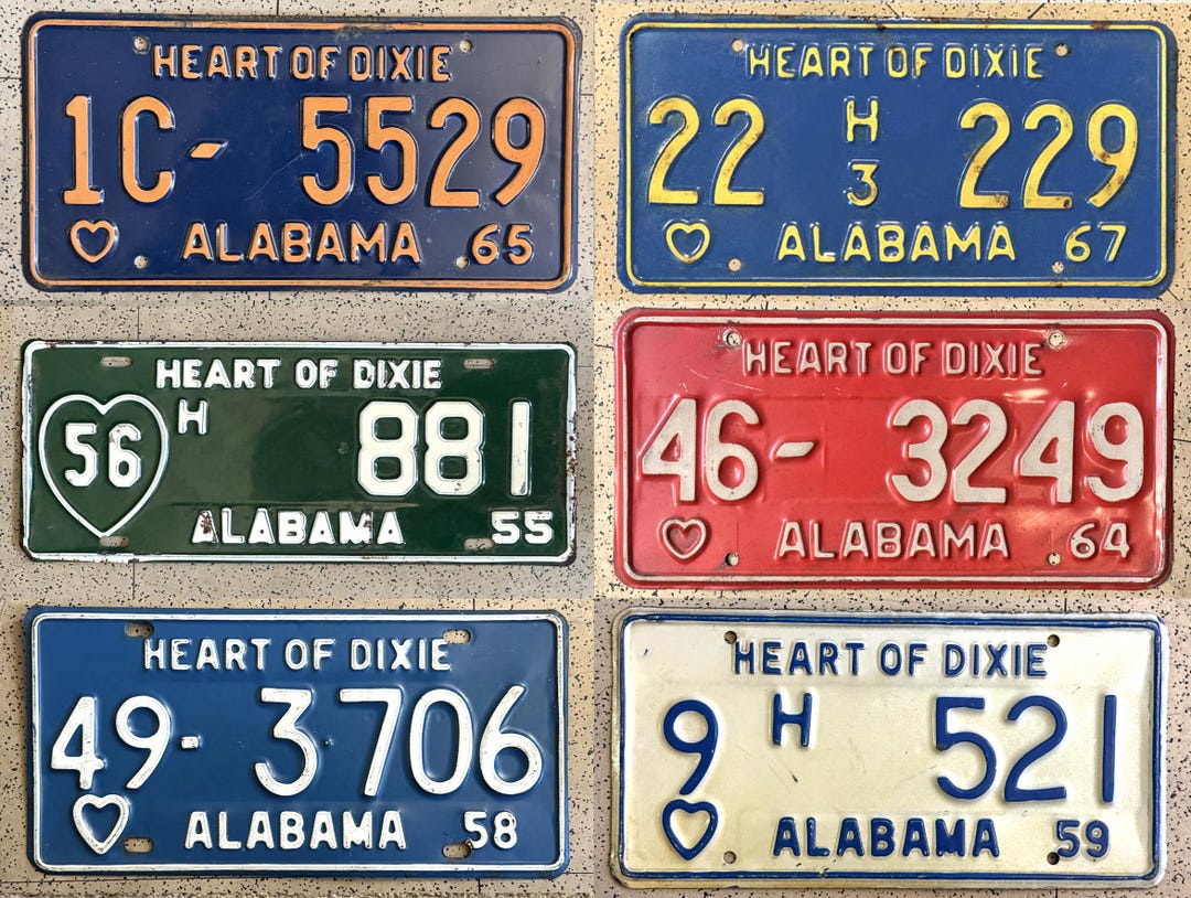 Vintage ALABAMA License Plates – ALL ORIGINAL Antique Auto Tags Man ...