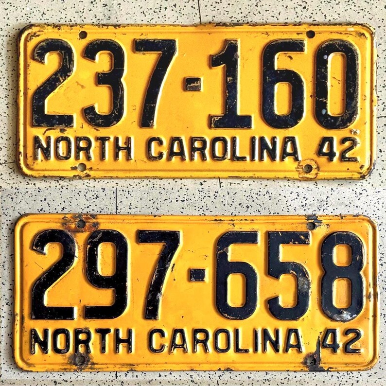 Vintage NORTH CAROLINA License Plates – All ORIGINAL Antique Auto Tags ...