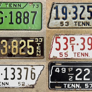 Vintage TENNESSEE License Plates – ALL ORIGINAL Antique Auto Car Tags ...
