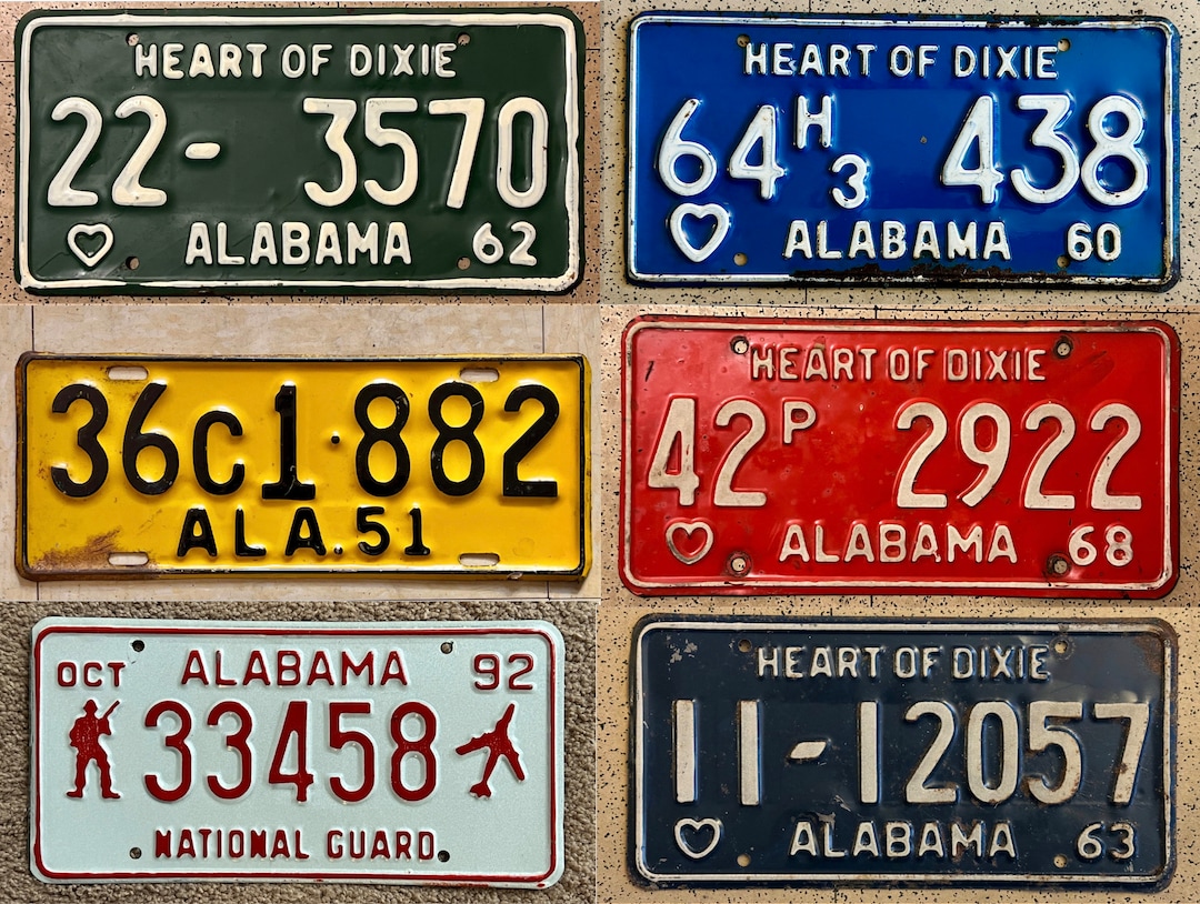 Vintage ALABAMA License Plates ALL ORIGINAL Antique Auto Tags Man Cave ...