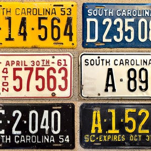 Vintage South Carolina License Plates – ALL ORIGINAL Antique Auto Tags ...