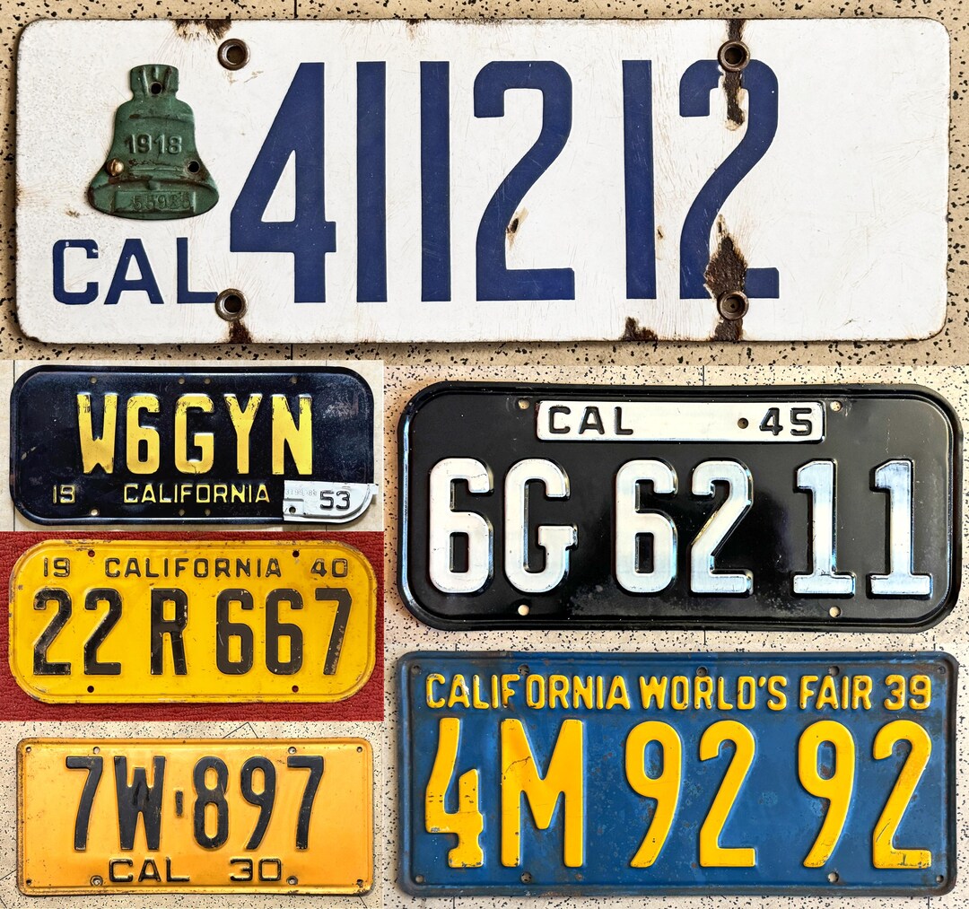 Vintage CALIFORNIA License Plates, Pre-1956 – ALL ORIGINAL Antique Auto ...