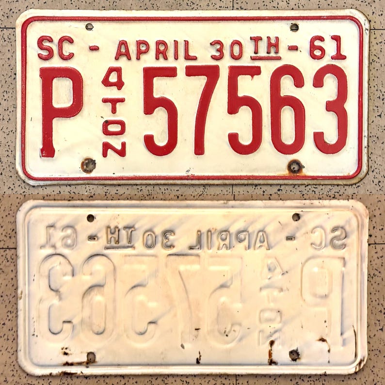 Vintage SOUTH CAROLINA License Plates – All ORIGINAL Antique Auto Tags ...