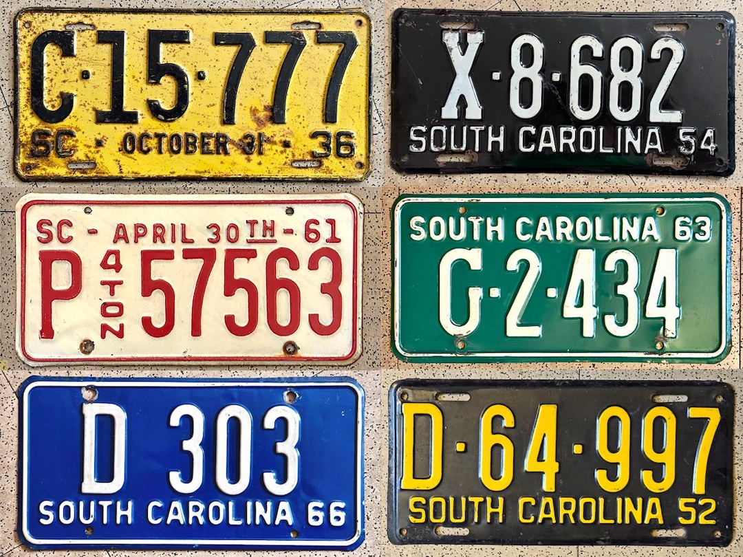 Vintage SOUTH CAROLINA License Plates – All ORIGINAL Antique Auto Tags ...