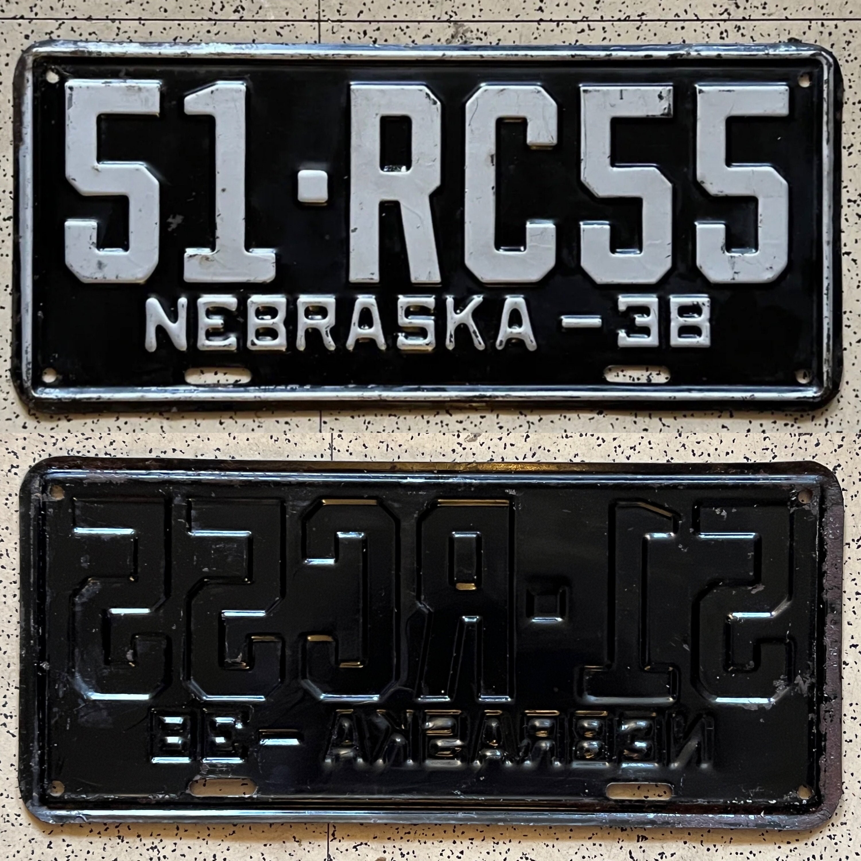 Vintage MISSOURI and NEBRASKA License Plates ORIGINAL Antique Auto Tags ...