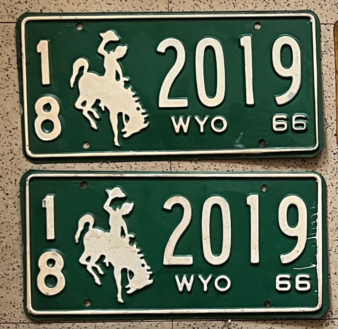 Vintage WYOMING 1965-present License Plates ALL ORIGINAL Antique Auto ...