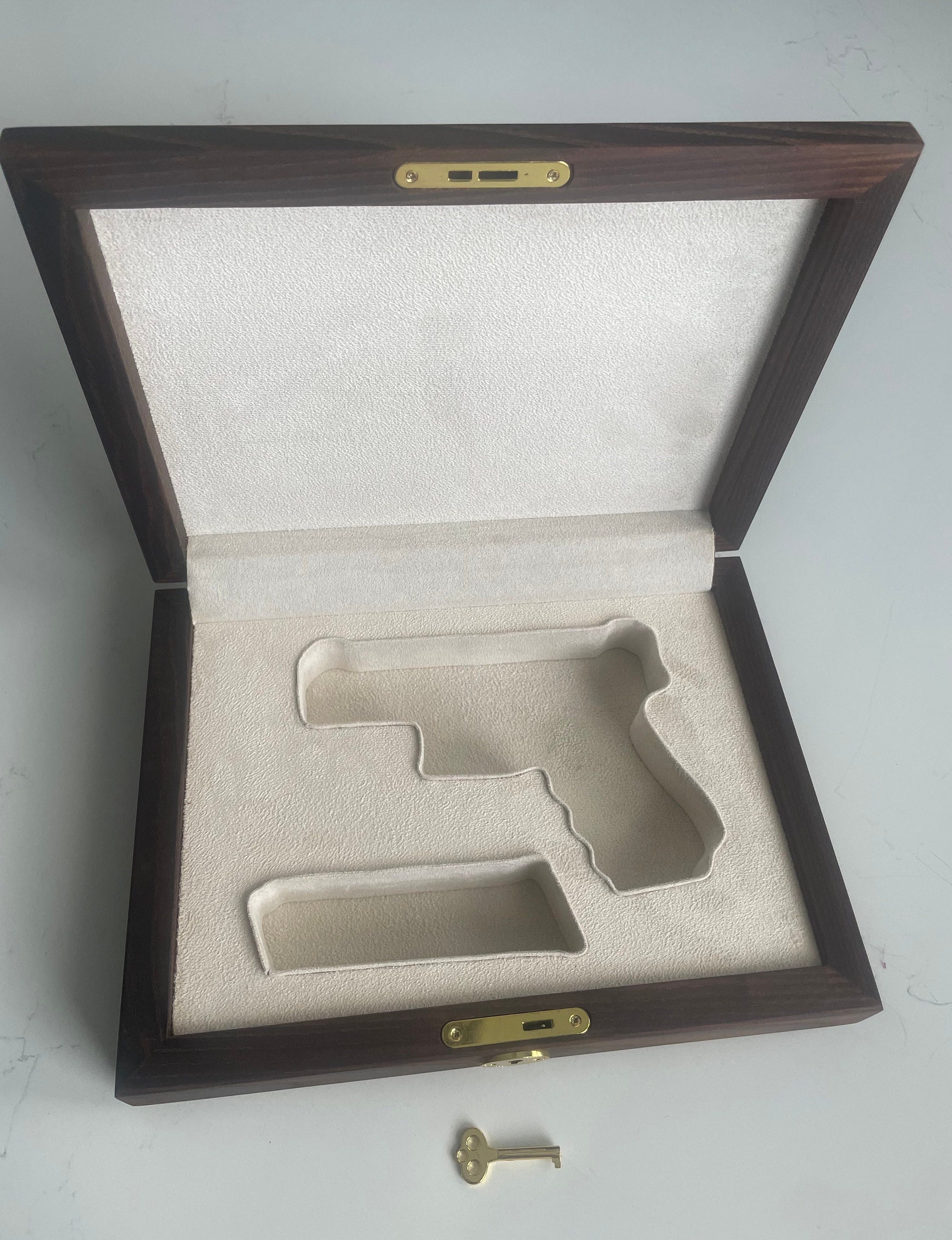 Glock 19 Case. Hard Ash Wood & Leather Gun Box Handcrafted Custom Gift ...