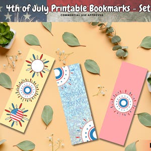 4th of July Printable Bookmarks | Set 5 | Patriotic Sun Design ...