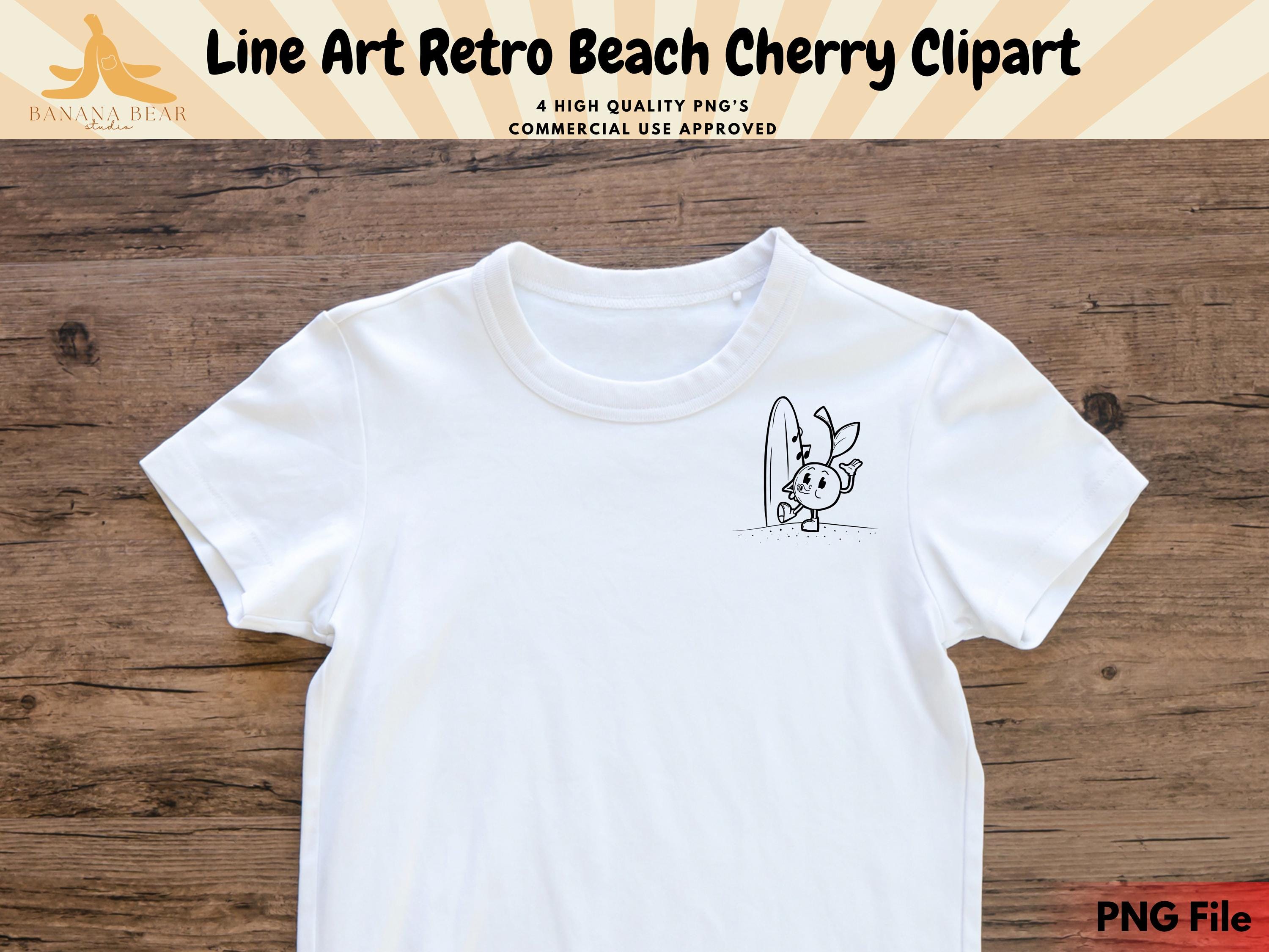Line Art Retro Beach Cherry Clipart | 4 PNG Line Art Illustrations ...