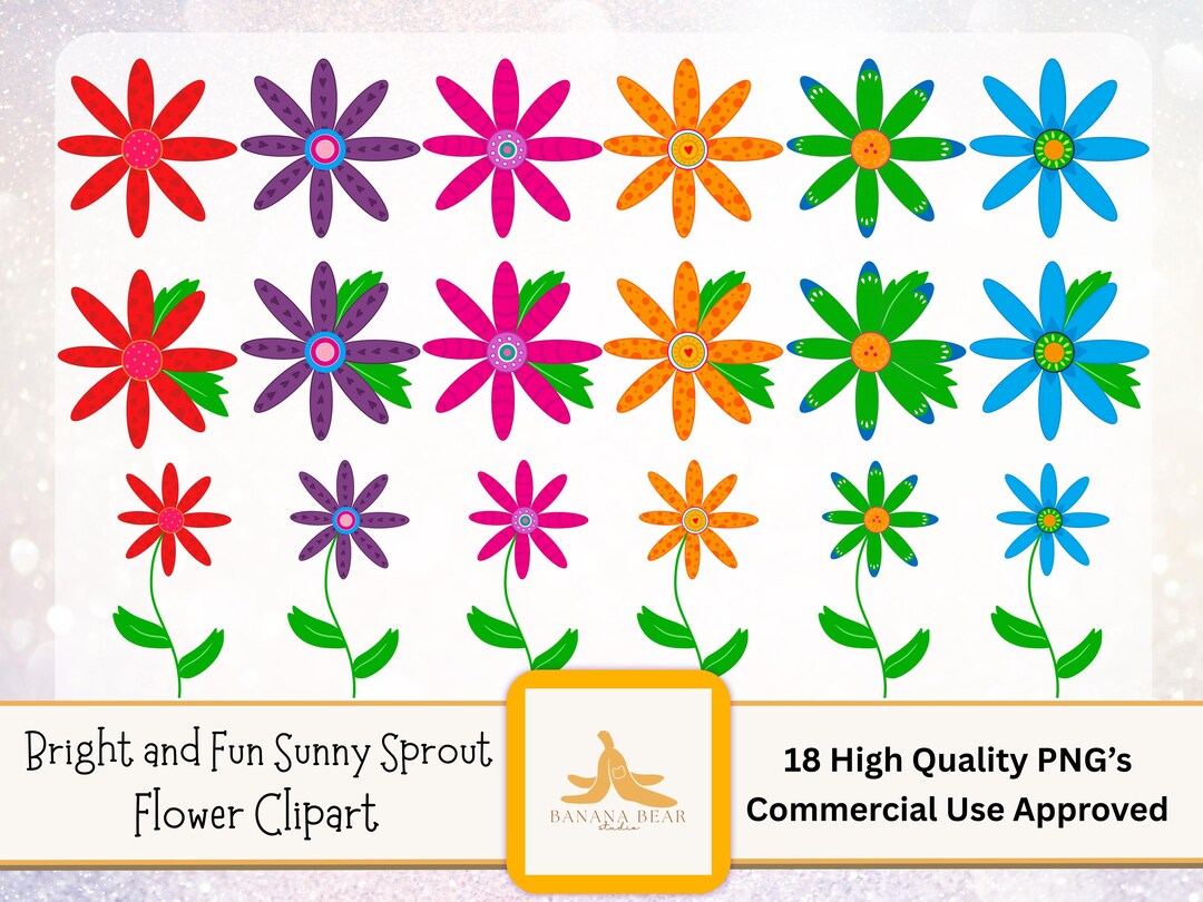 Hand-drawn Sprout Flower Clipart – Fun PNG Bundle (digital Download) - Etsy