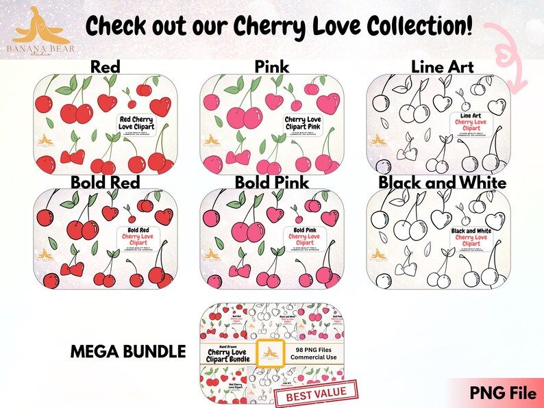 Retro Beach Cherry Clipart | Surfboard PNG Bundle (digital Download) - Etsy