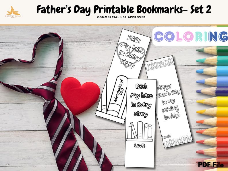 Father's Day Coloring Bookmarks for Kids– Set 2 | Printable Hero Dad ...