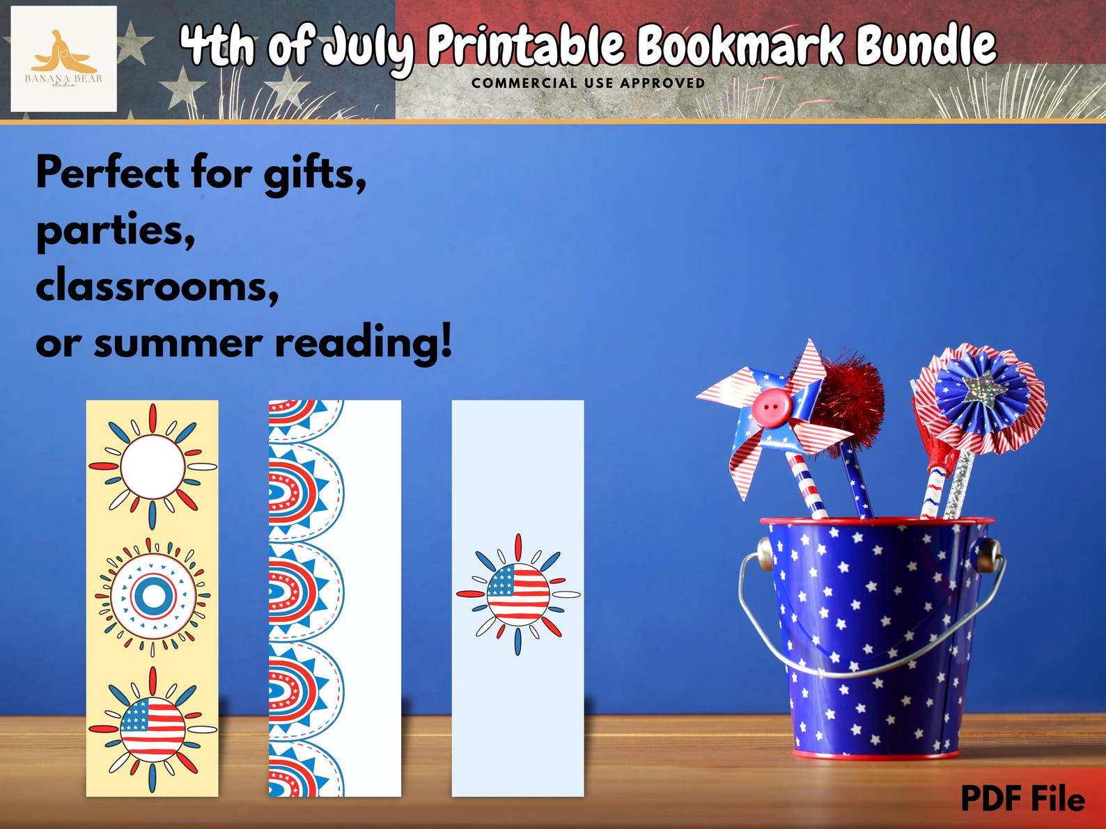 4th of July Bookmark Bundle | 15 Printable Patriotic Bookmarks | Red ...