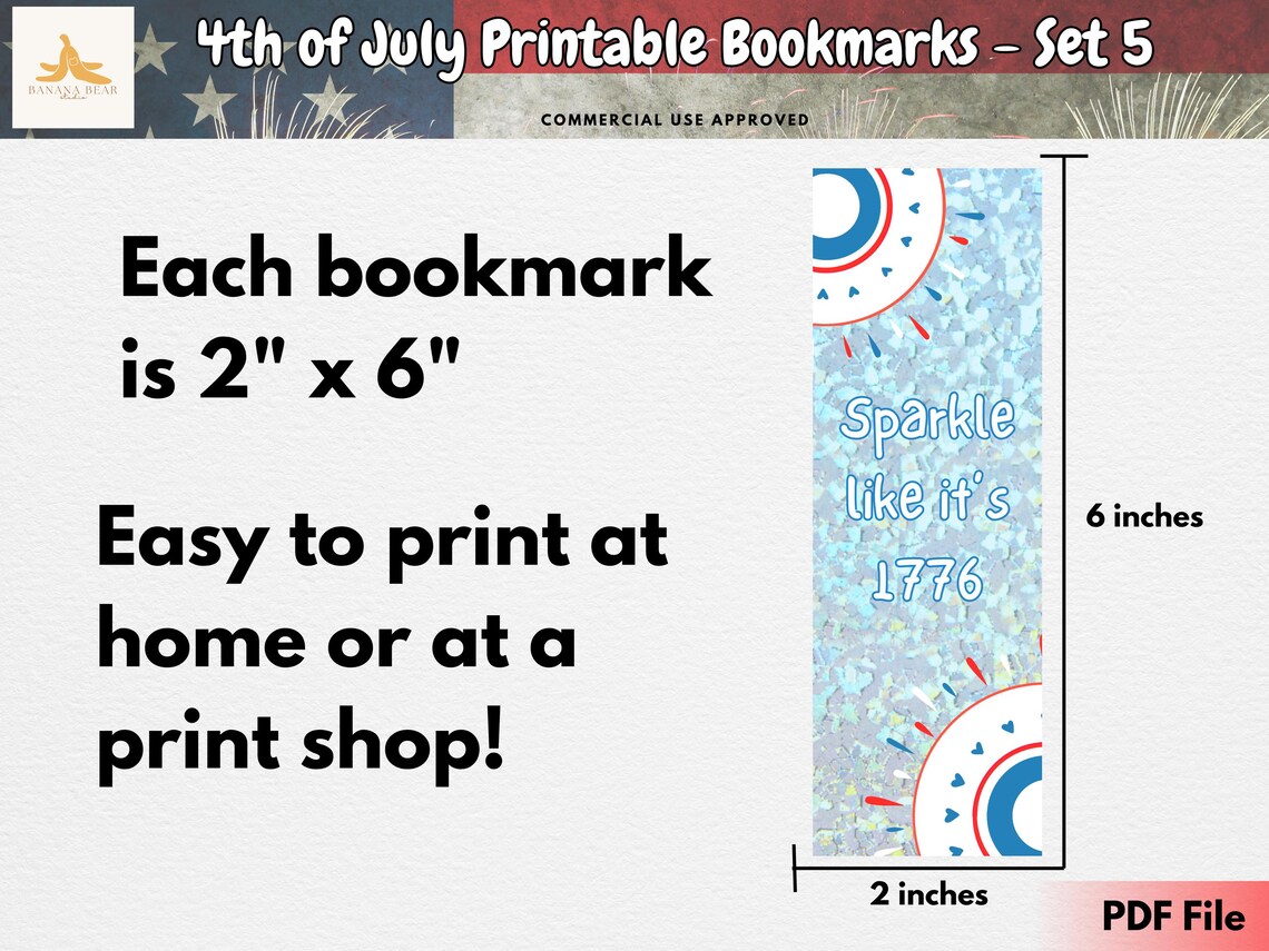 4th of July Printable Bookmarks | Set 5 | Patriotic Sun Design ...