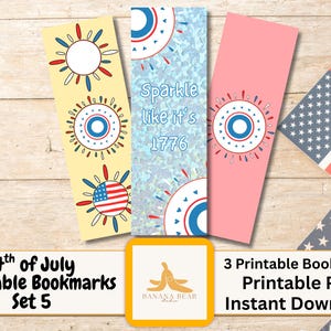4th of July Printable Bookmarks | Set 5 | Patriotic Sun Design ...
