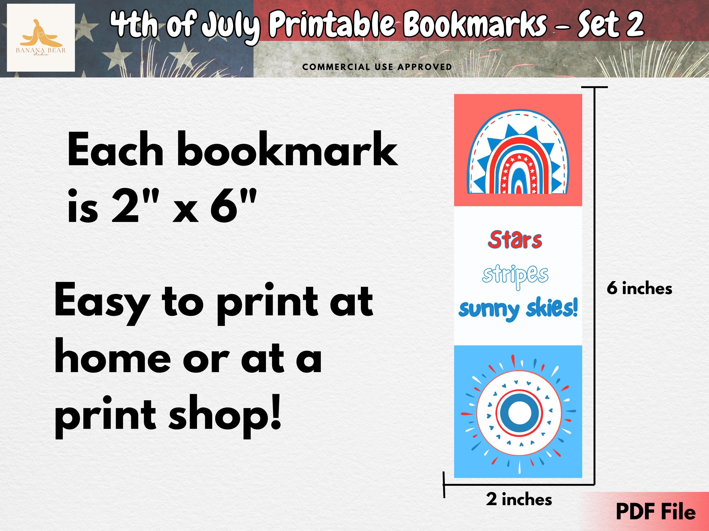 4th of July Printable Bookmarks | Set 2 | Patriotic Sun Design ...