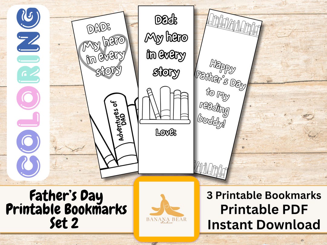 Father's Day Coloring Bookmarks for Kids– Set 2 | Printable Hero Dad ...