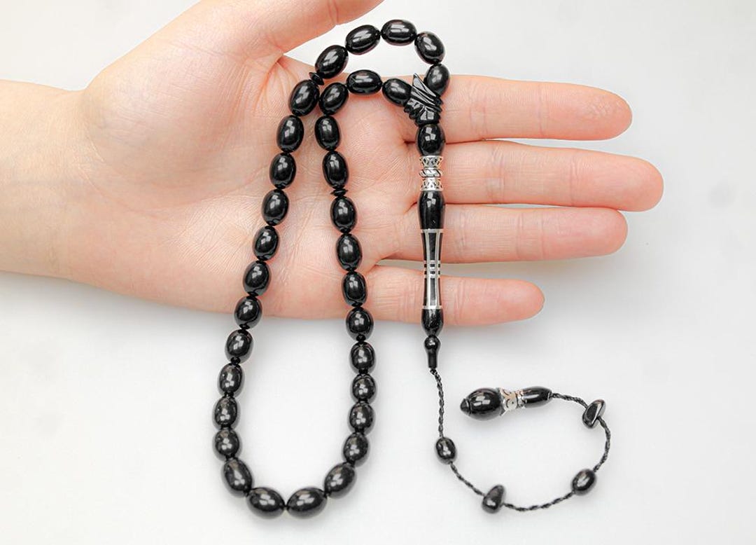 Handcrafted Oltu Stone Misbaha – Bold Line Imame With Ottoman Silver ...