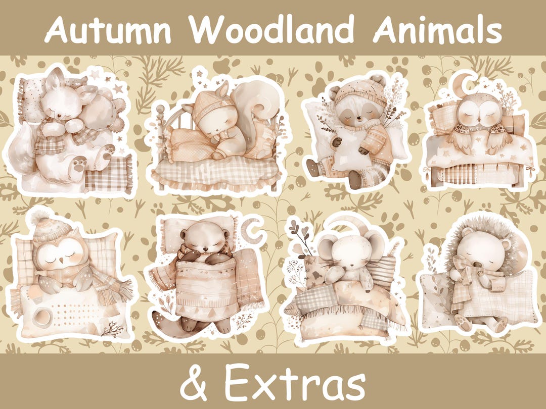 Autumn Woodland Animal PNG Bundle | 43 Fall Clipart & Cozy Elements ...