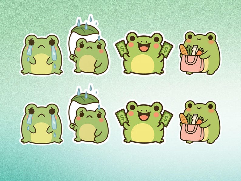 32 PNG Froggie and Friends Frog Stickers Bundle – Cute Printable Frog ...