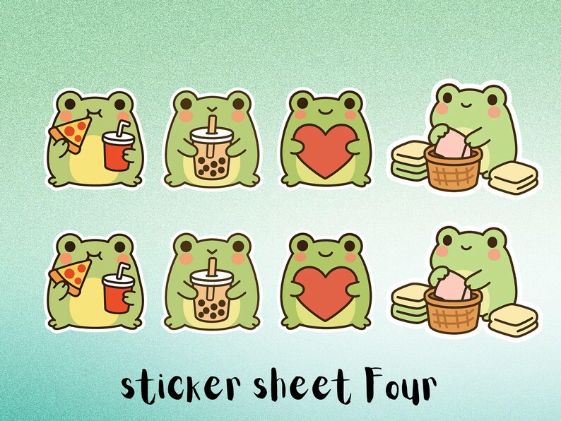 32 PNG Froggie and Friends Frog Stickers Bundle – Cute Printable Frog ...