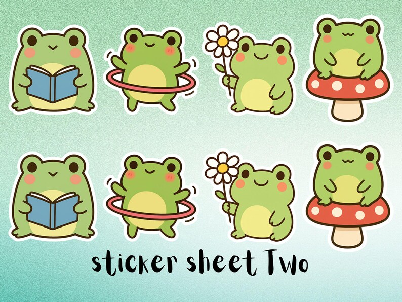 32 PNG Froggie and Friends Frog Stickers Bundle – Cute Printable Frog ...