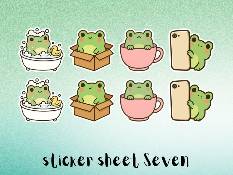 32 PNG Froggie and Friends Frog Stickers Bundle – Cute Printable Frog ...