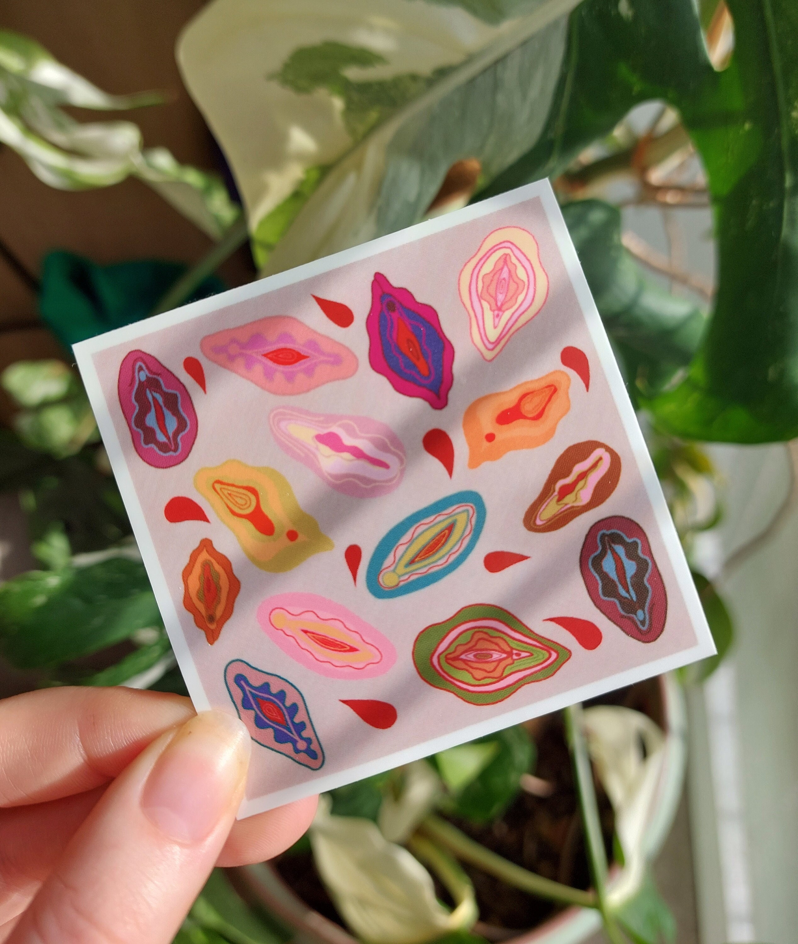 Vulva Sticker | Colourful Vulva Square Sticker - Etsy