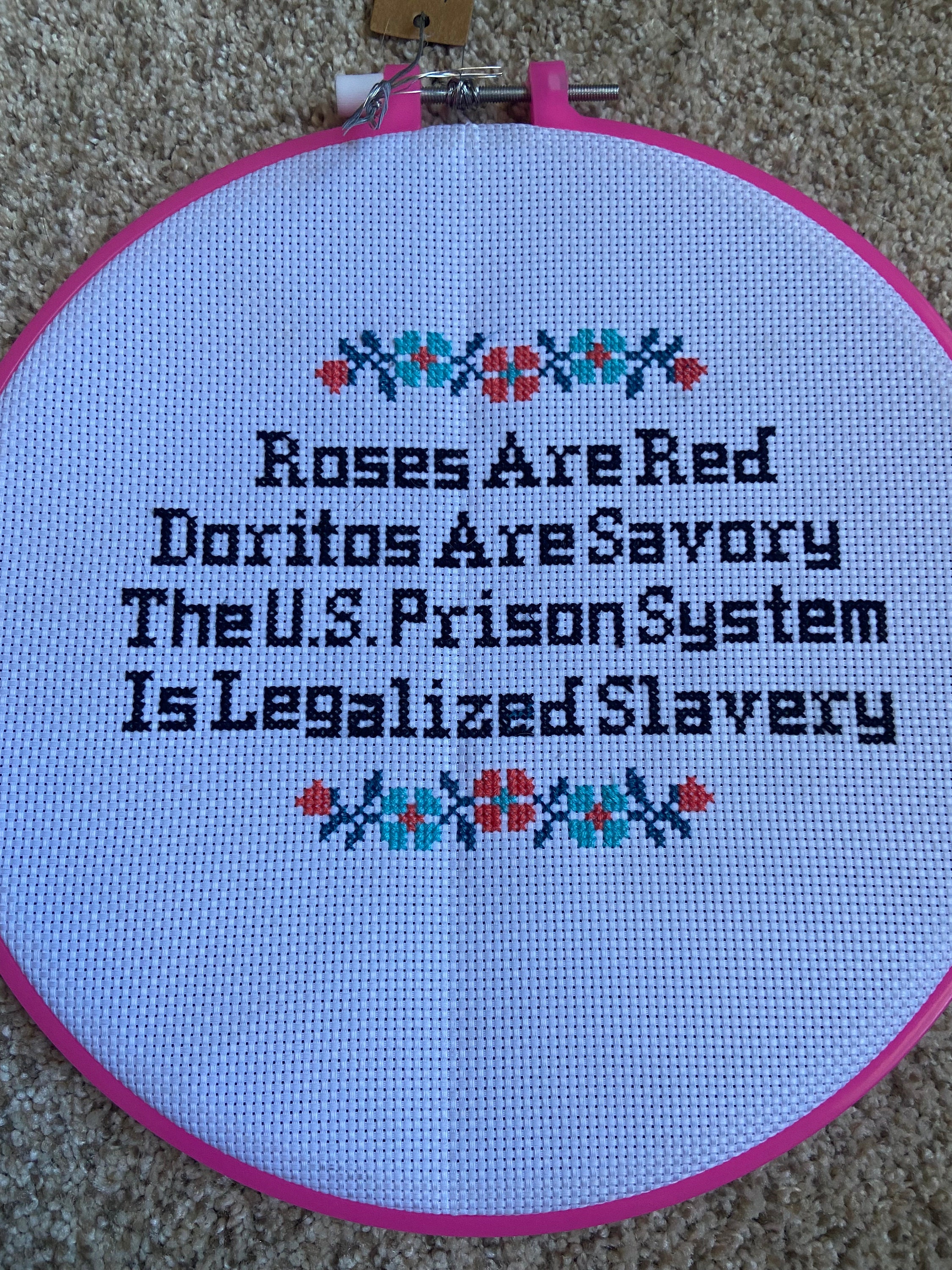 Cross-stitch Prison System is Slavery - Etsy
