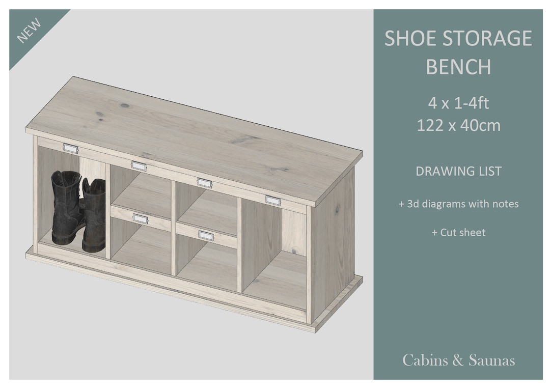 SHOE STORAGE BLUEPRINTS 4x1-4ft /122x40cm Printable - Etsy