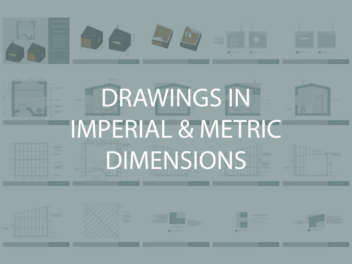 SAUNA BLUEPRINTS, 12x12ft /3.6x3.6m, DIY Construction Drawings for a ...
