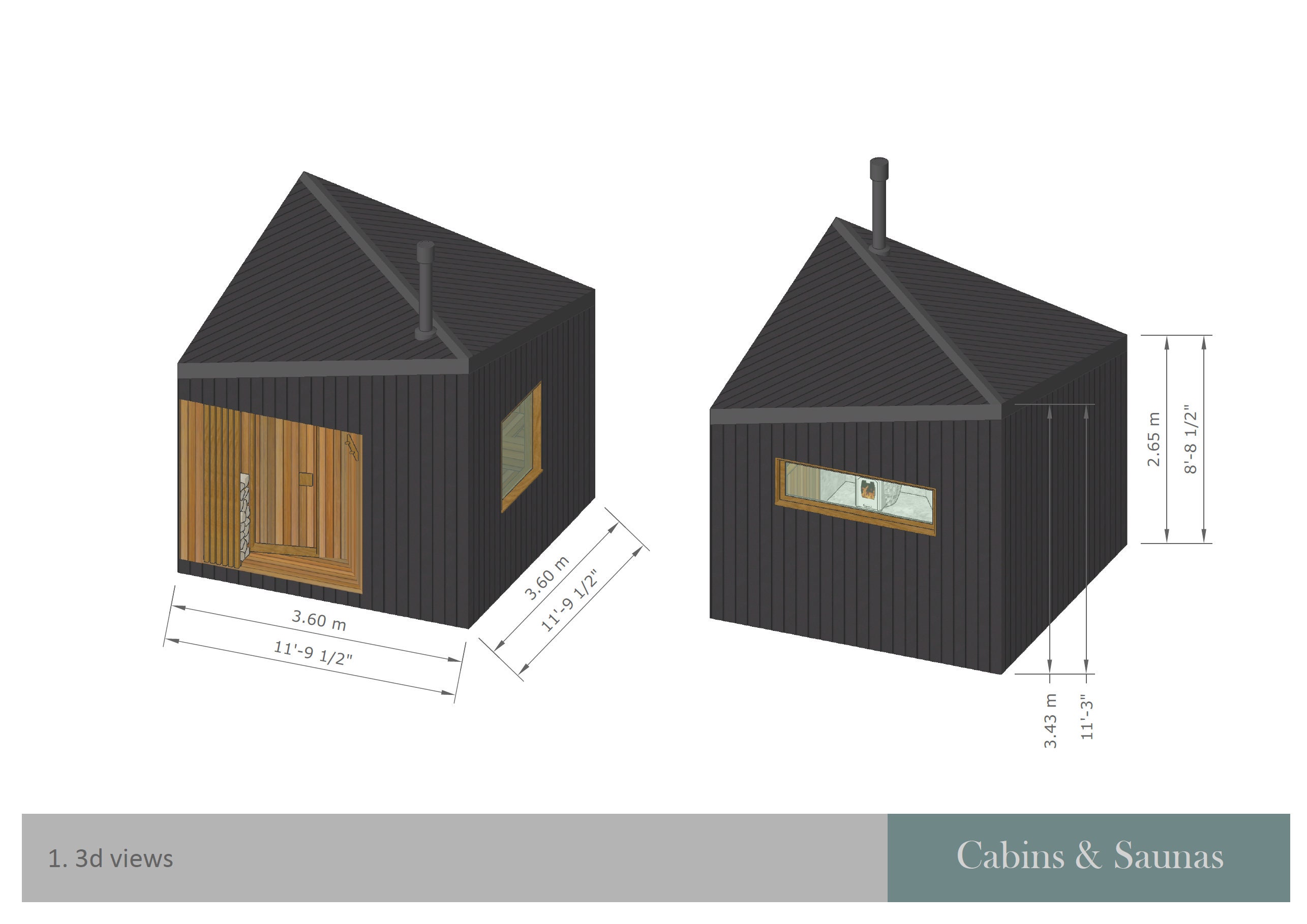 SAUNA BLUEPRINTS, 12x12ft /3.6x3.6m, DIY Construction Drawings for a ...