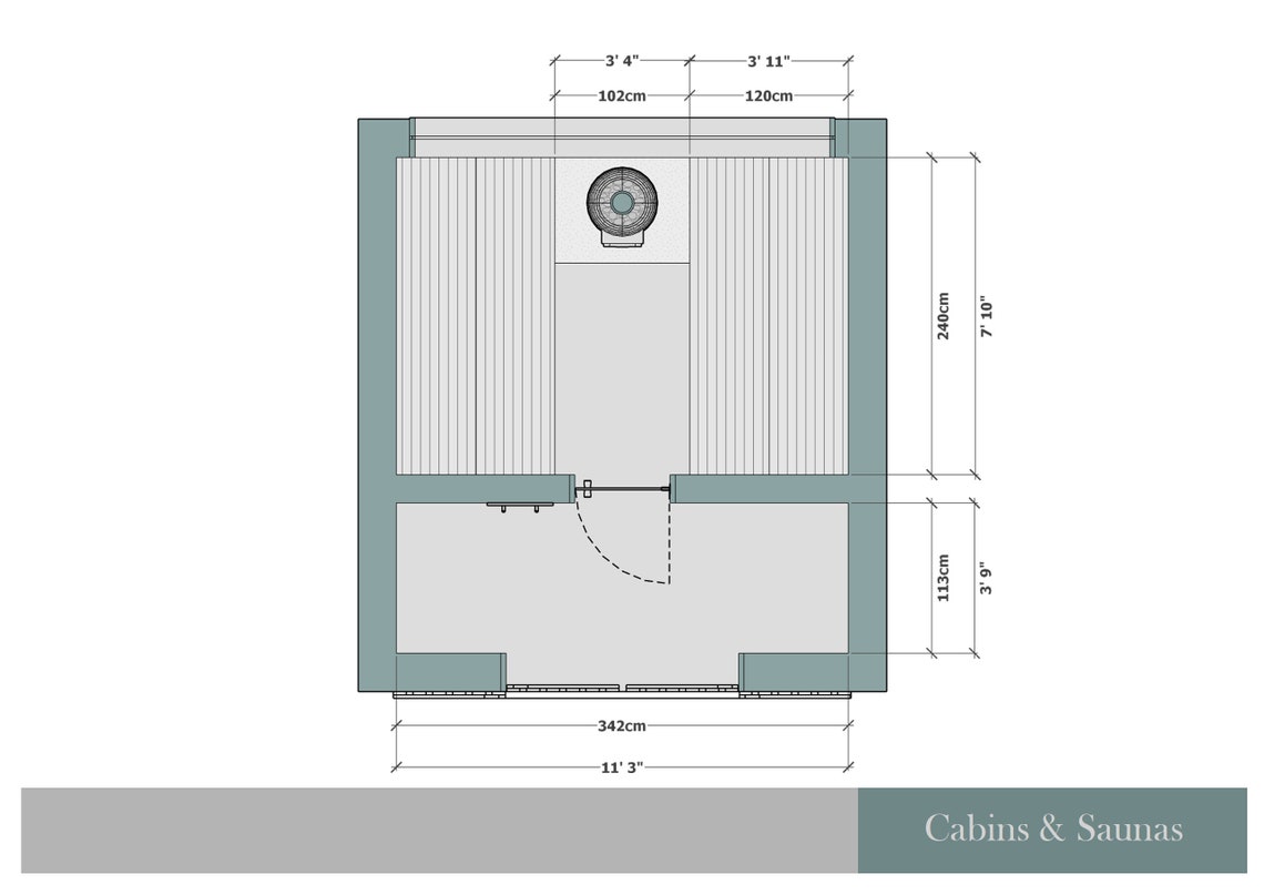 SAUNA BLUEPRINTS, 13x14ft / 4x4.3m, Construction Drawings for a DIY ...