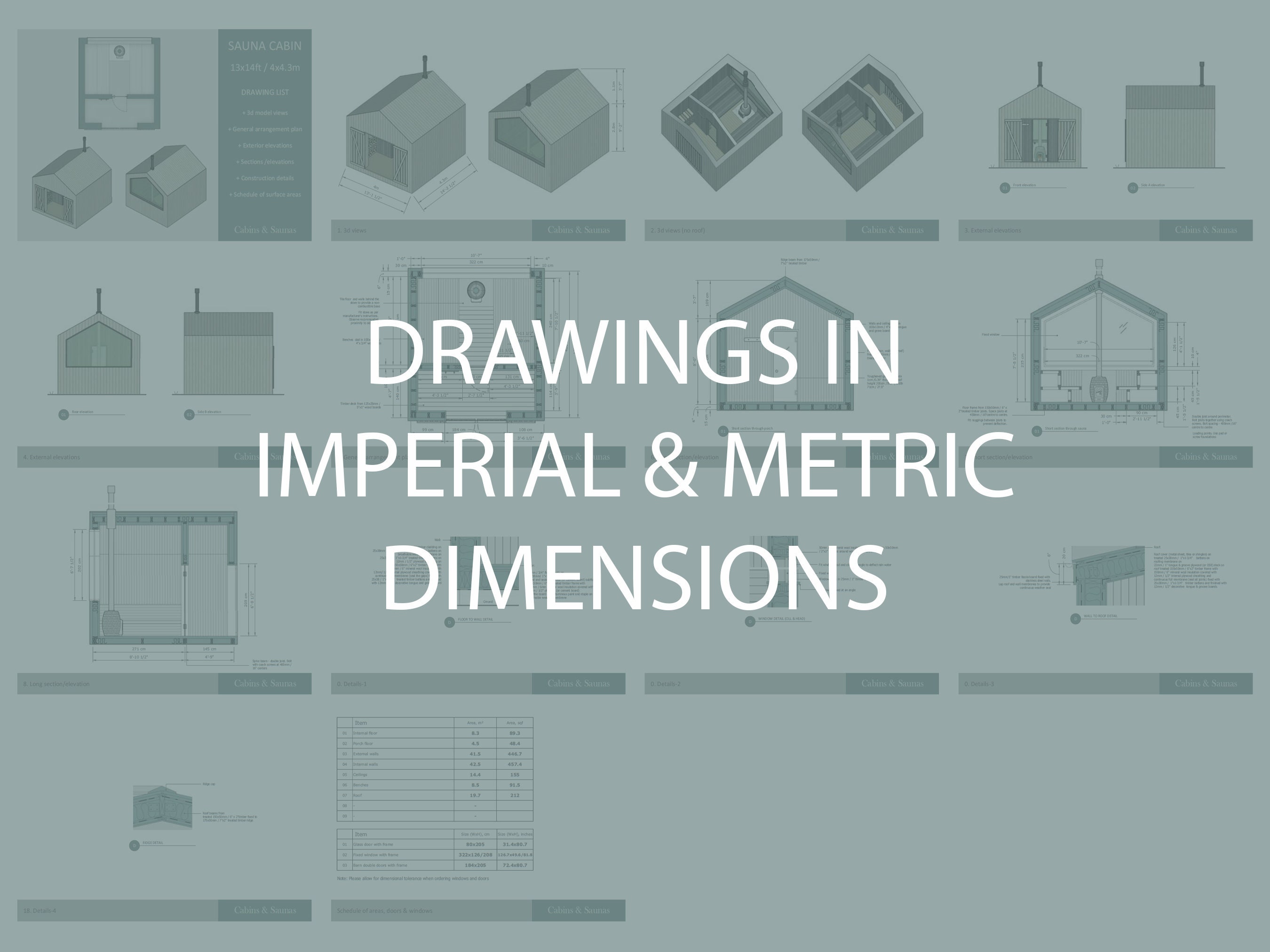 SAUNA BLUEPRINTS, 13x14ft / 4x4.3m, Construction Drawings for a DIY ...