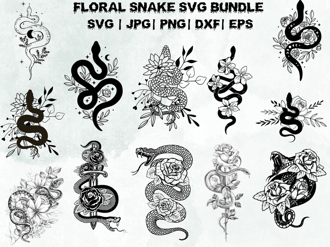 Floral Snake Svg Bundle Celestial Snake Svg Snake With - Etsy