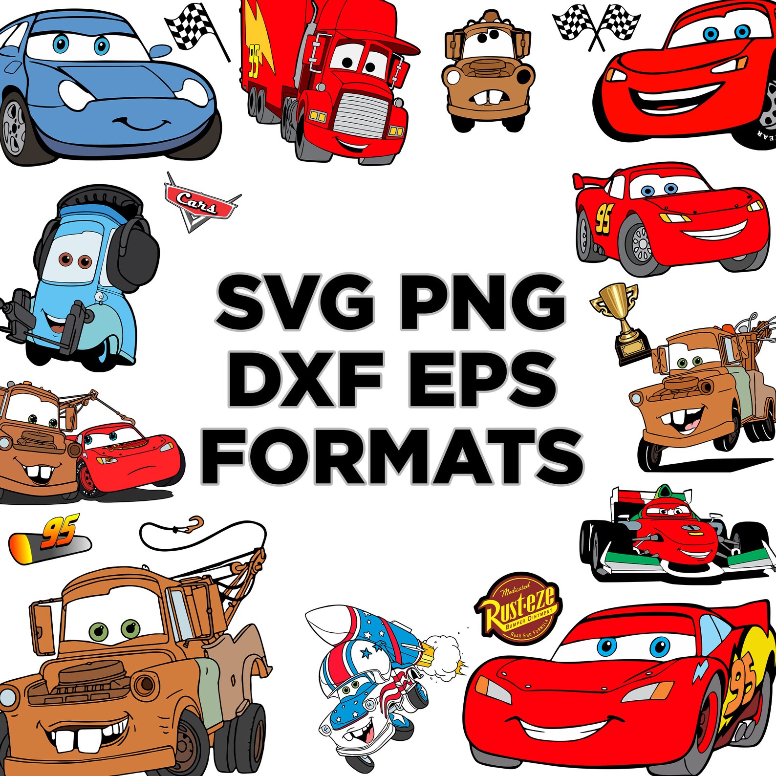 Svg Bundle Cars, Cars Mater, Cars Clipart Svg, Cars Downloadable, Cars ...