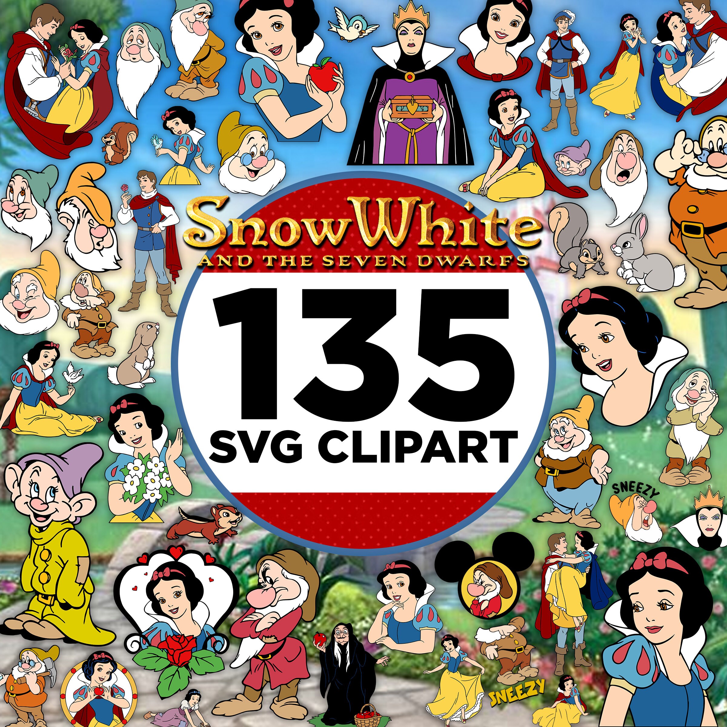 Mega Bundle Snowhite Svg, Seven Dwarfs Svg, Bundle Clipart Svg ...