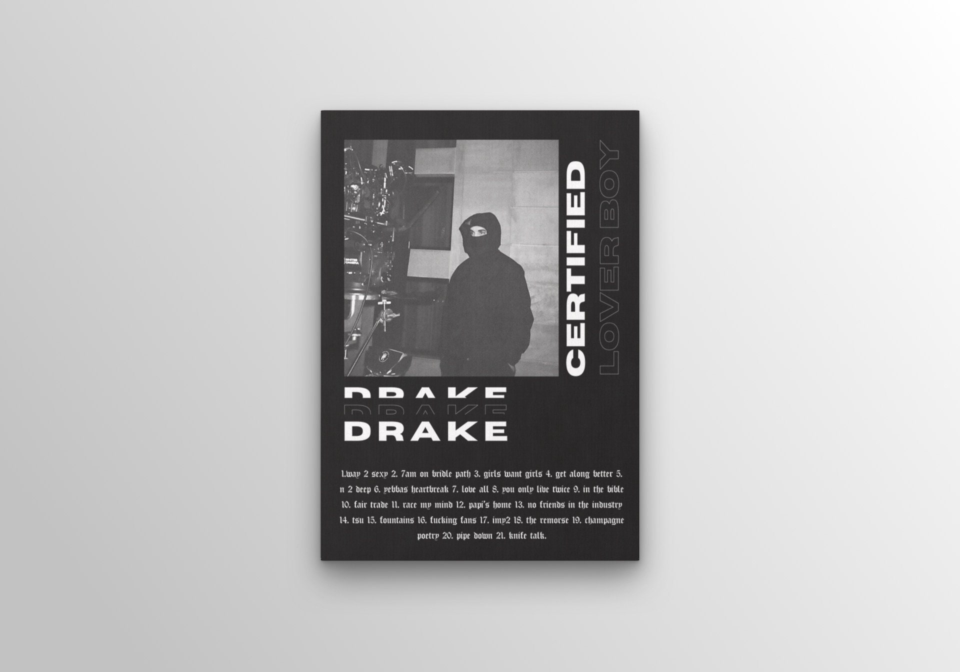 Set of 2 Black and White Drake Poster Print Wall Art - Etsy