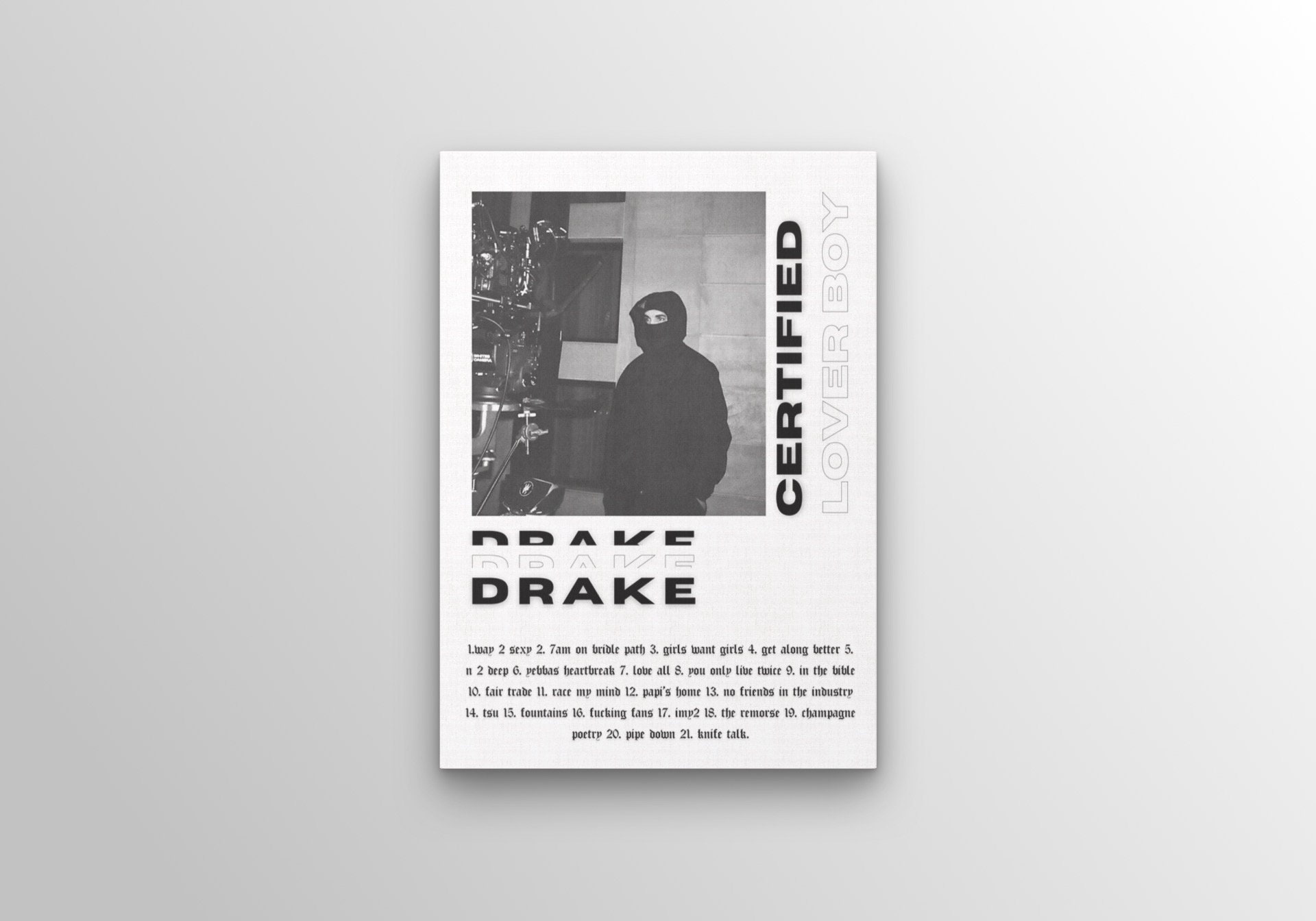Set of 2 Black and White Drake Poster Print Wall Art - Etsy