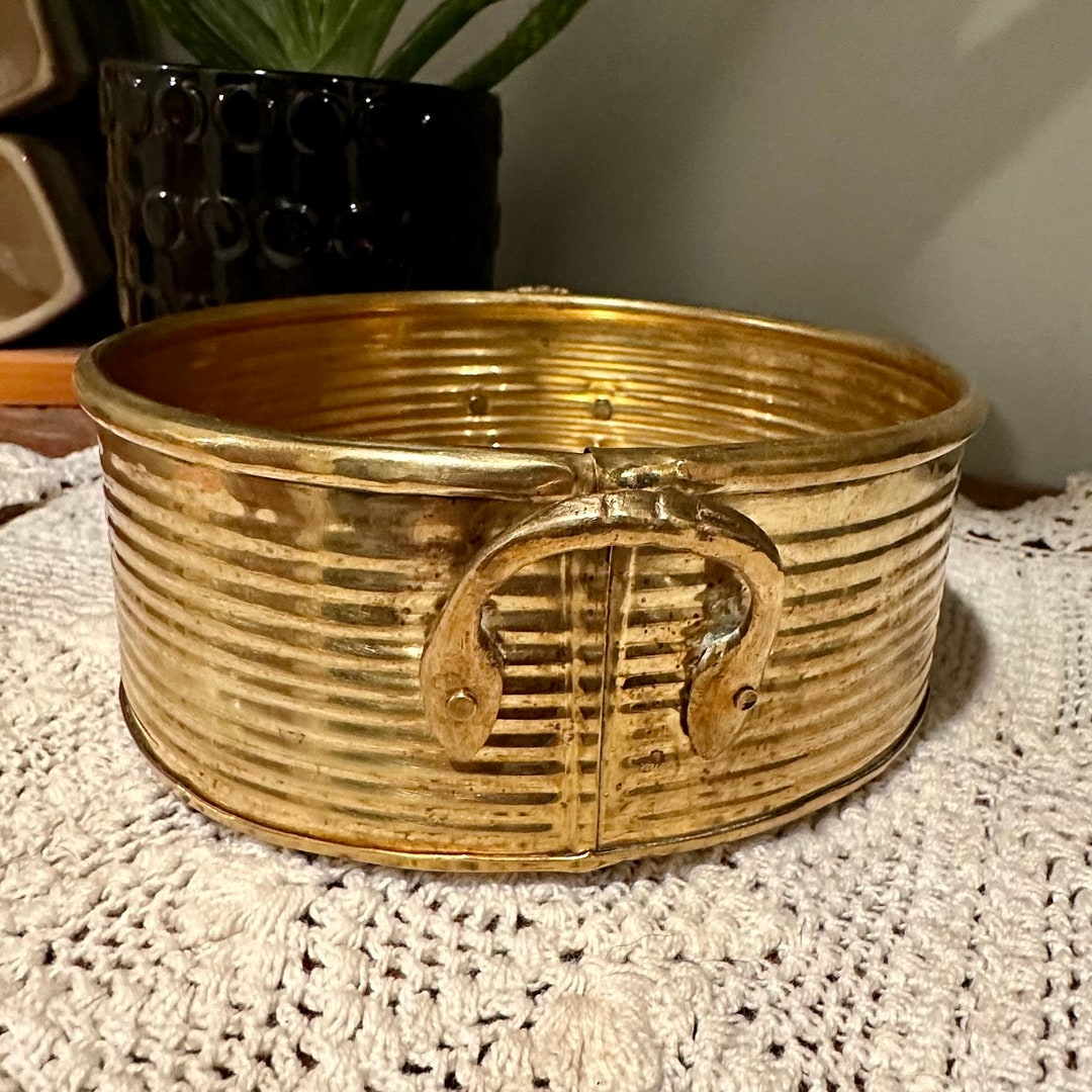 Vintage Round Brass Container/planter With Handles - Etsy